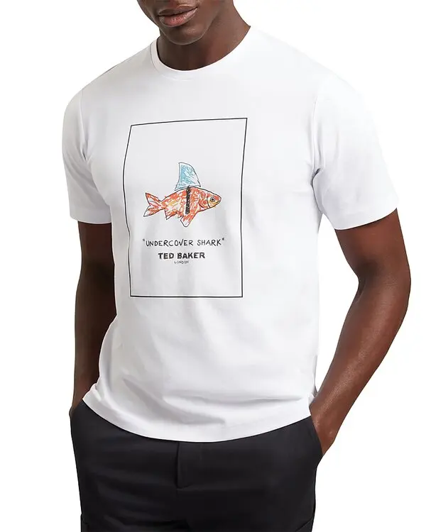 Ted Baker London Lucu Short Sleeve Undercover Shark Graphic Tee - White