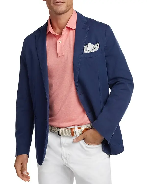 David Donahue Cotton Linen Sport Coat - Navy
