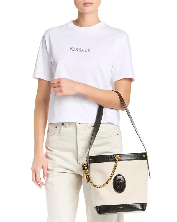 Versace Small Bucket Bag - Beige/black