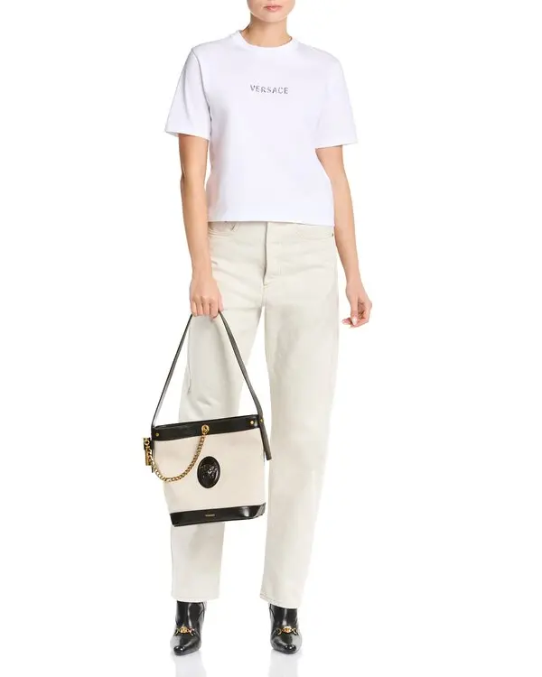 Versace Small Bucket Bag - Beige/black
