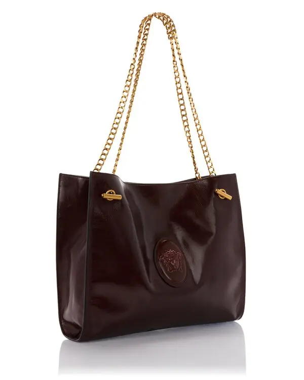 Versace Leather Shoulder Bag - Moka/gold