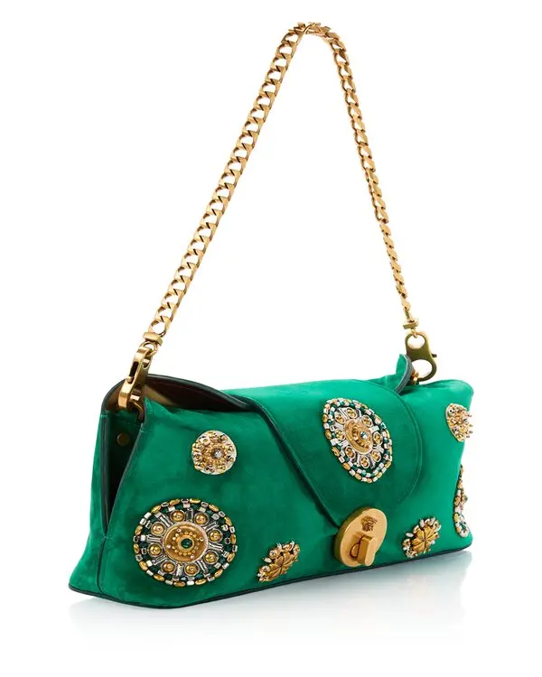 Versace Embellished Suede Clutch