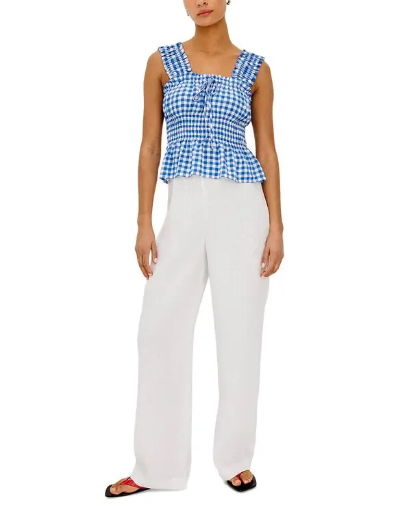 Rails Gingham Smocked Waist Top