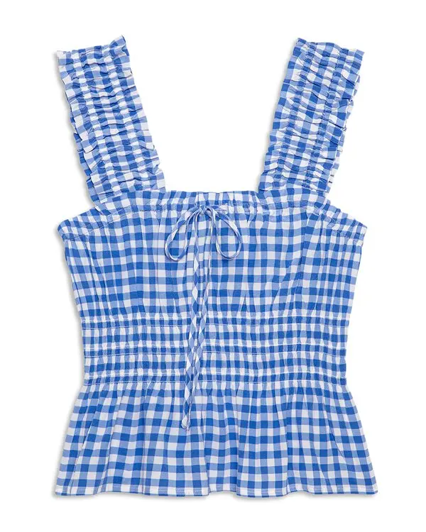 Rails Gingham Smocked Waist Top