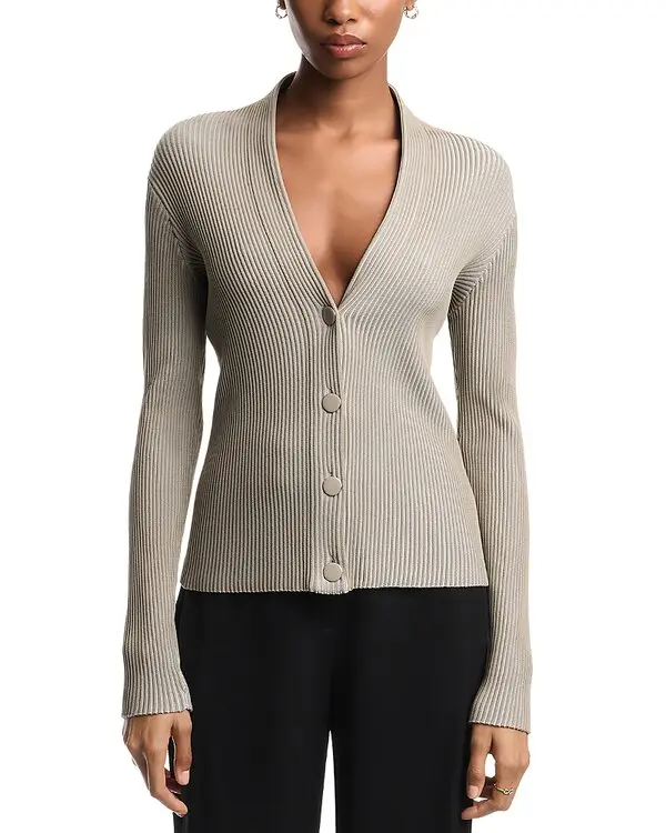 Emporio Armani Ribbed Striped Cardigan - Almond/beige