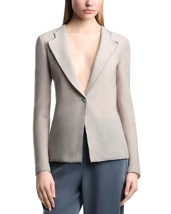 Emporio Armani Ribbed Jersey Blazer - Tan/ice Grey