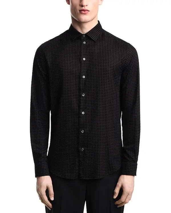 Emporio Armani Regular Fit Geometric Sport Shirt - Black