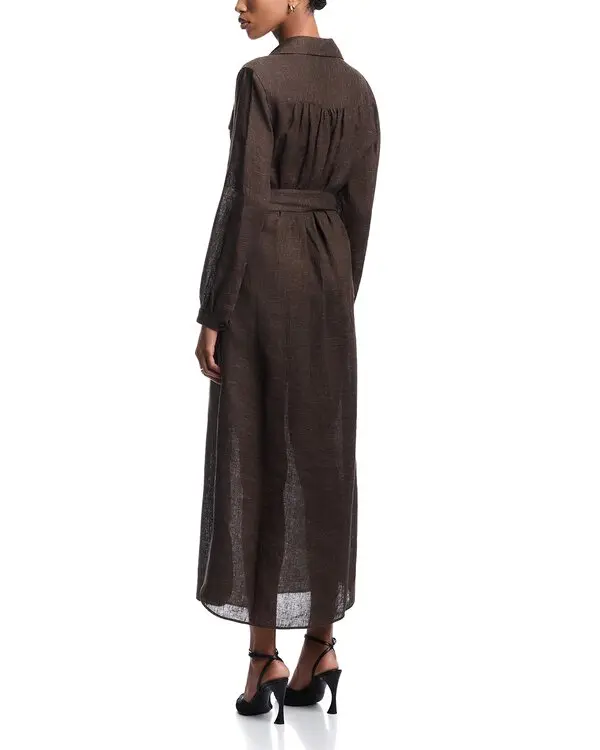 Emporio Armani Linen Blend Chambray Shirt Dress