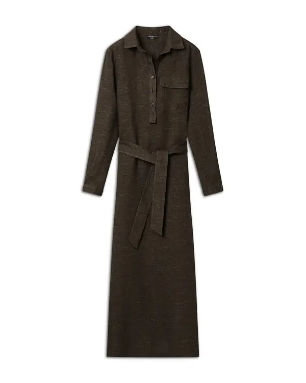 Emporio Armani Linen Blend Chambray Shirt Dress
