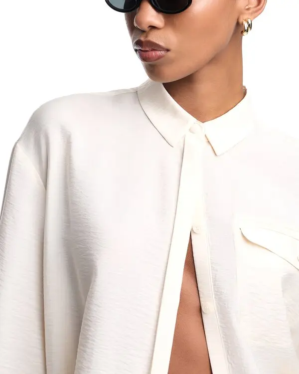 Emporio Armani Textured Techno Rayon Long Sleeve Shirt