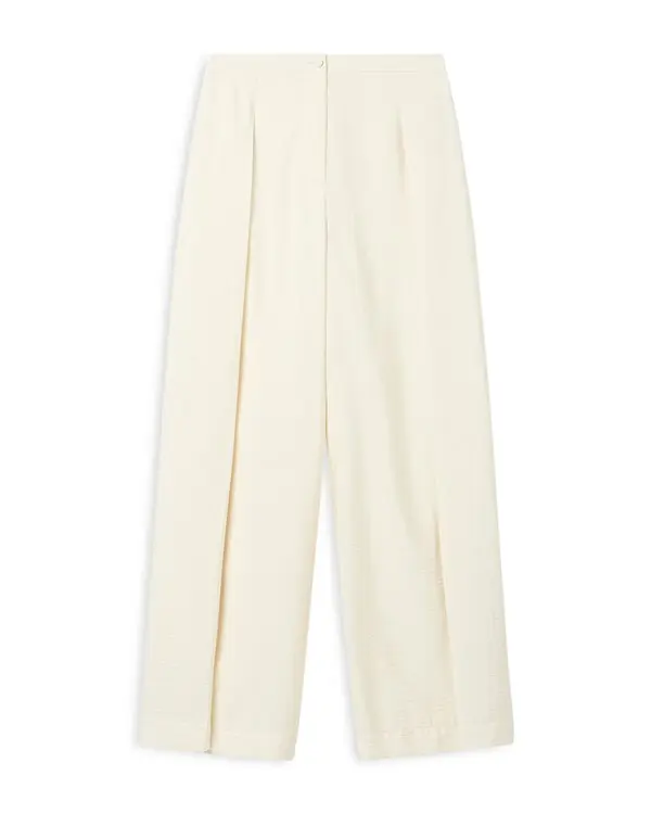 Emporio Armani Textured Pleated Wide-leg Trousers - Vanilla