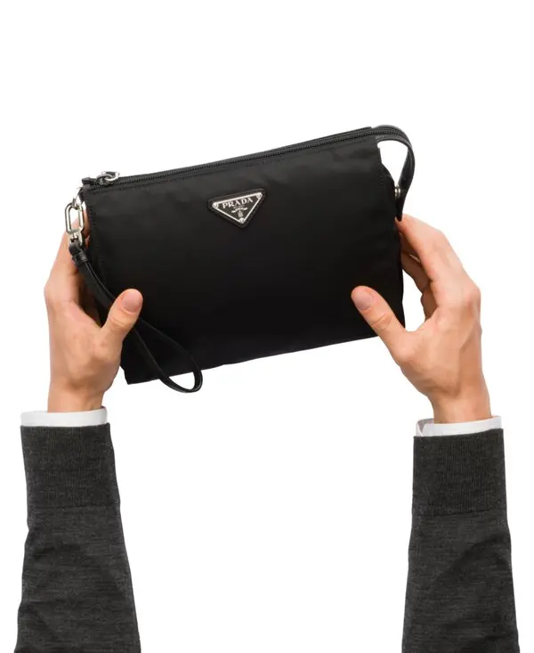 Prada Re-nylon And Saffiano Leather Necessaire - Black