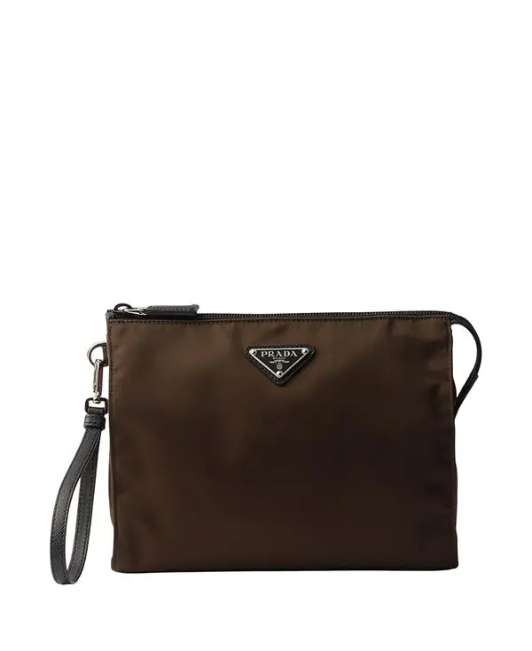 Prada Re-nylon And Saffiano Leather Necessaire - Brown