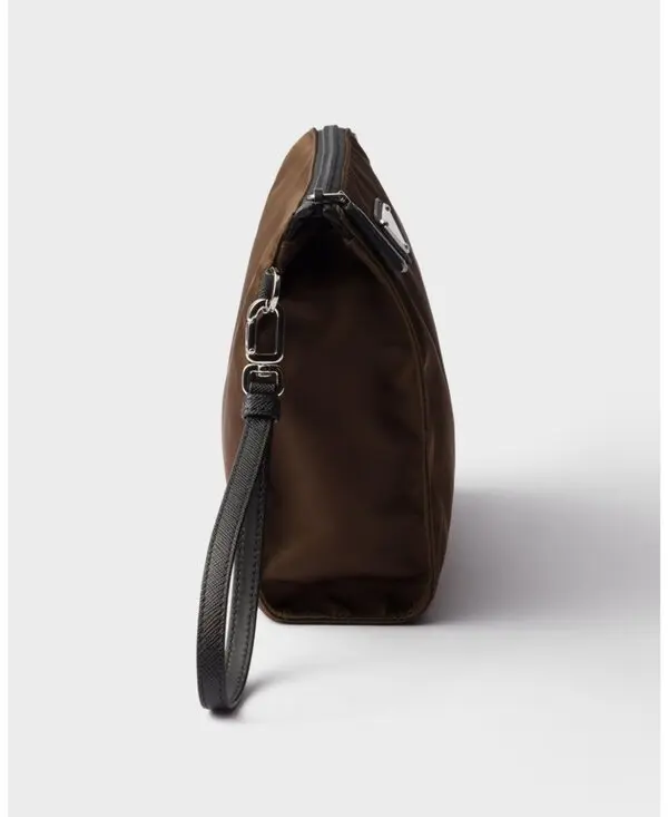 Prada Re-nylon And Saffiano Leather Necessaire - Brown