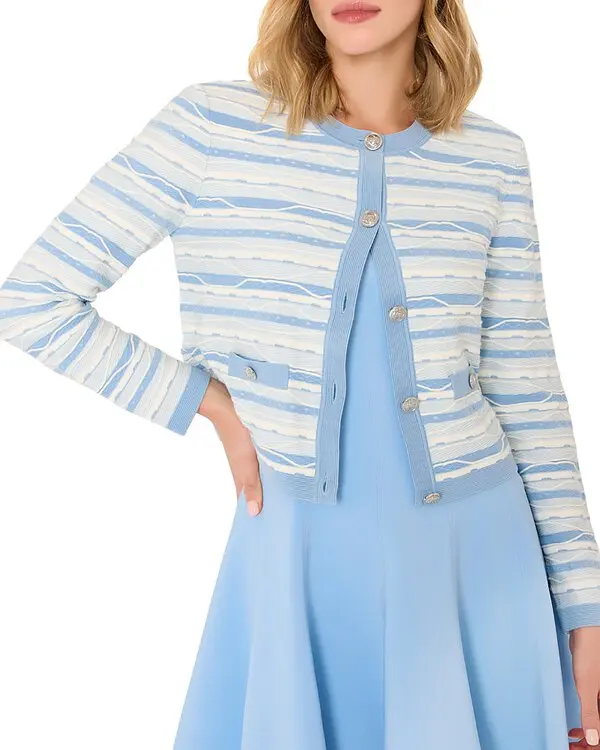 MILLY Skye Striped Cardigan - Blue Multi