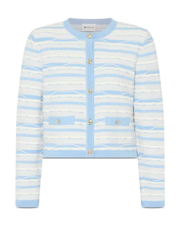 MILLY Skye Striped Cardigan - Blue Multi