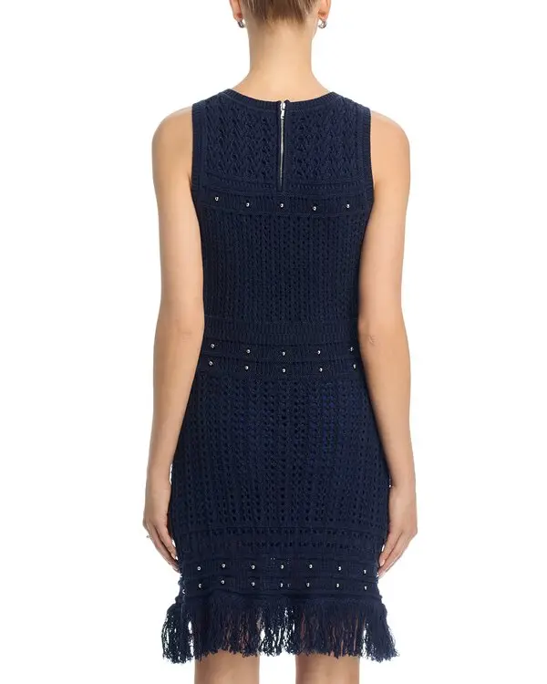 MILLY Beaded Fringe Knit Shell Dress