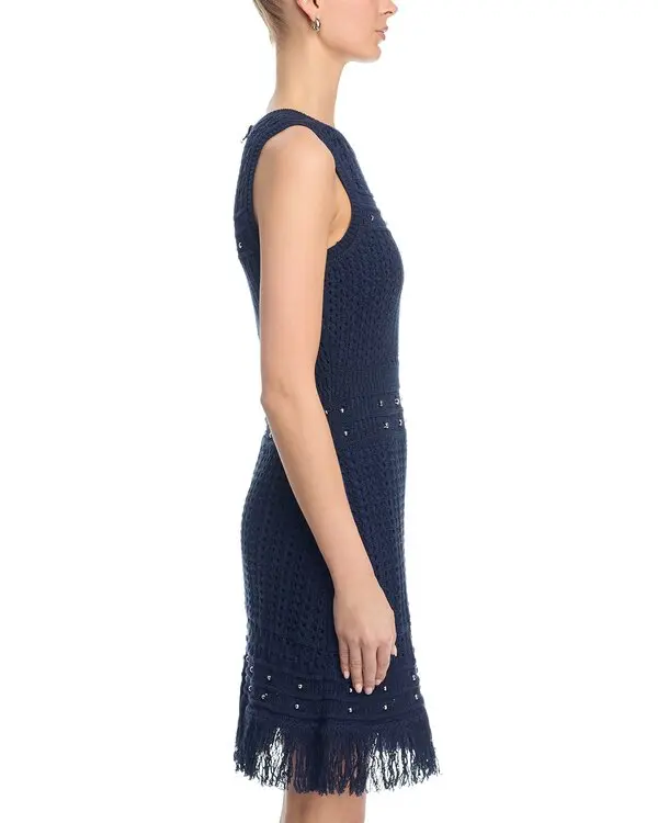 MILLY Beaded Fringe Knit Shell Dress