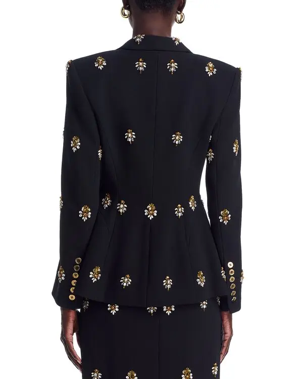 SERGIO HUDSON Crystal Embroidered Wool Blazer
