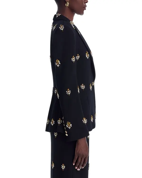 SERGIO HUDSON Crystal Embroidered Wool Blazer