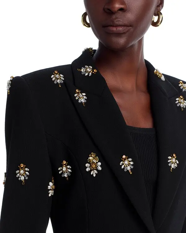 SERGIO HUDSON Crystal Embroidered Wool Blazer