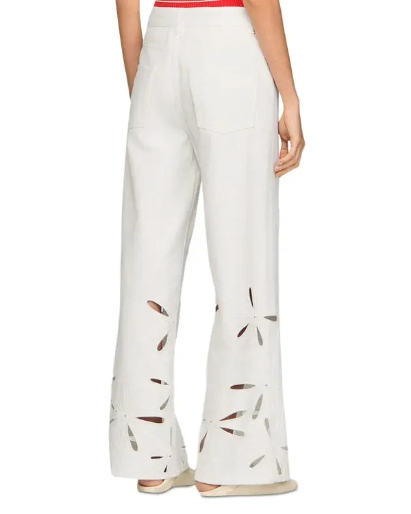 Sandro Flo High-rise Wide-leg Embroidered Pants