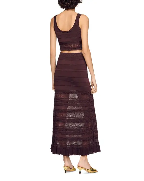 Sandro Andre Pointelle Knit Crop Top