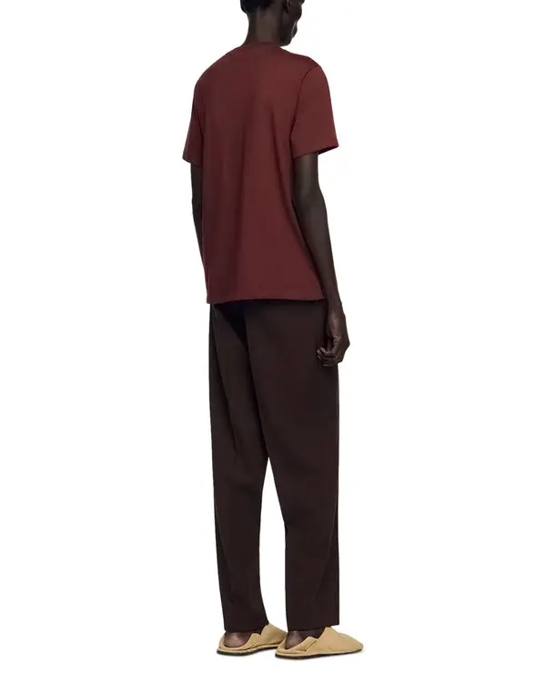 Sandro Cotton Crochet Flower Tee - Chocolate