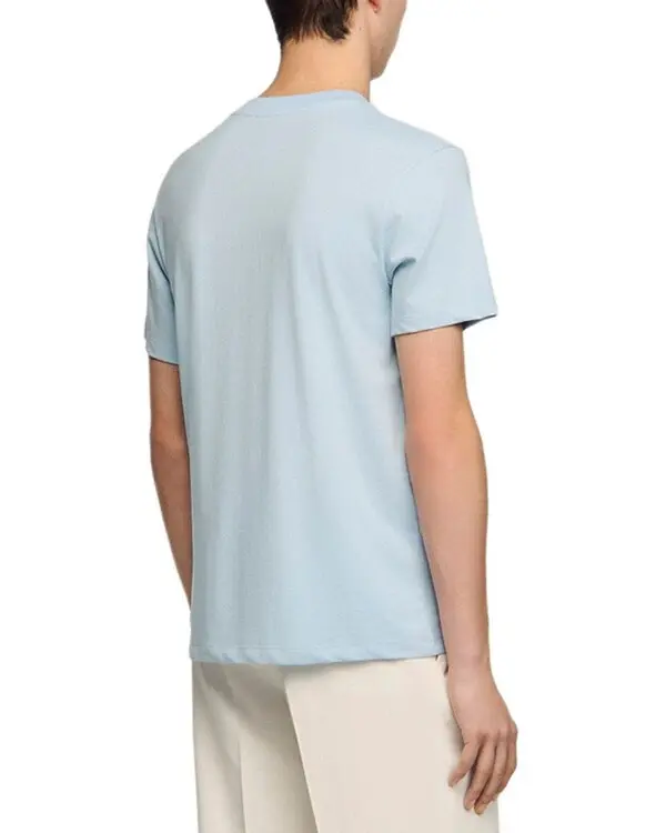 Sandro Cotton Crochet Flower Tee - Sky Blue