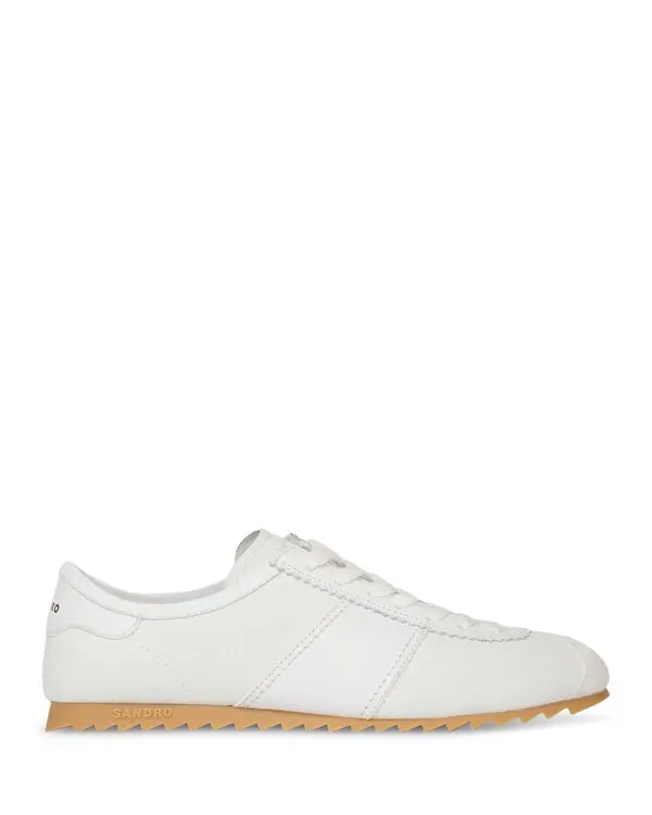 Sandro Soft Runner Split Leather Sneakers - White