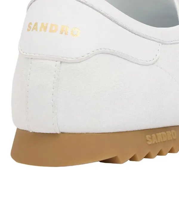Sandro Soft Runner Split Leather Sneakers - White