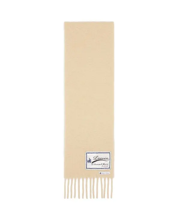 LANVIN Fringed Wool Scarf With 22 Faubourg Label - Cream