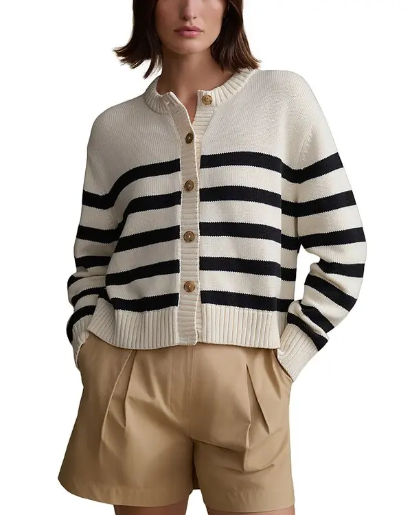 Jenni Kayne Cotton Cardigan - Ivory/black