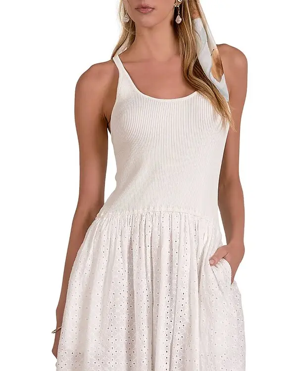 Elan Mixed Media Maxi Dress - White