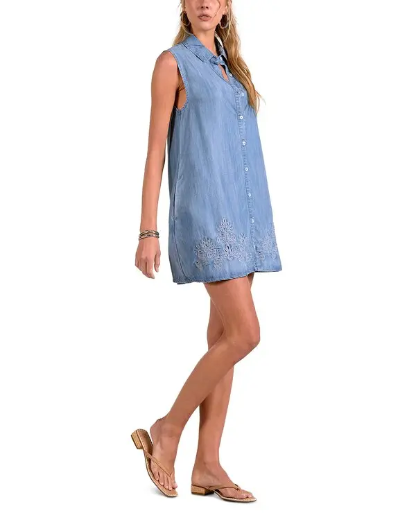 Elan Chambray Sleeveless Shirt Dress