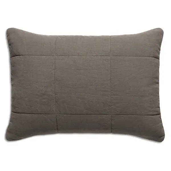 HAMAM Wrinkle Washed Linen Quilted Sham, Queen - Mocha