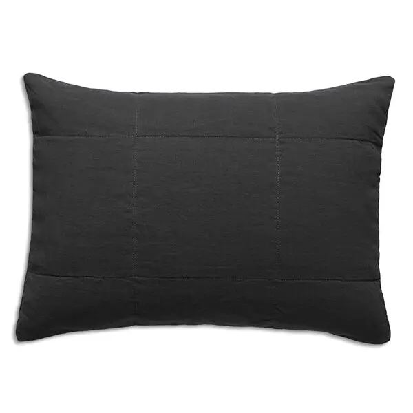 HAMAM Wrinkle Washed Linen Quilted Sham, Queen - Stone