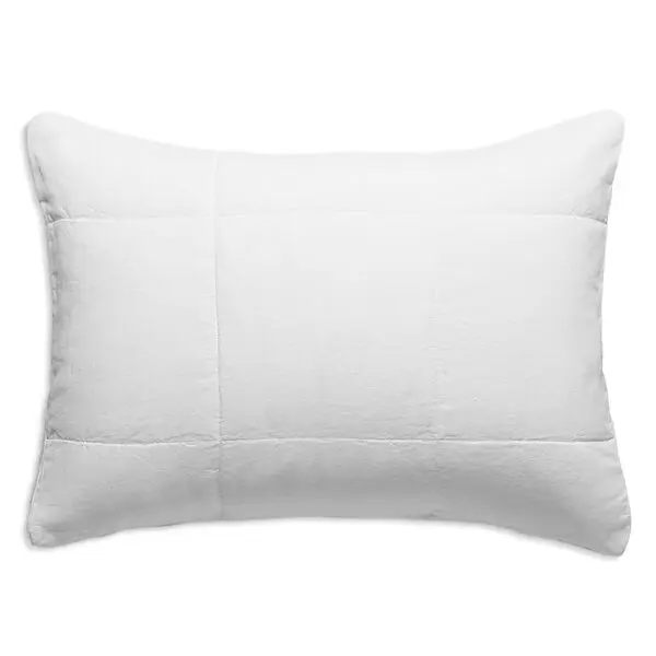 HAMAM Wrinkle Washed Linen Quilted Sham, Queen - White