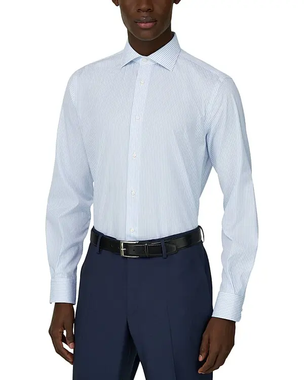 Boggi Milano Regular Fit Striped Cotton Dress Shirt