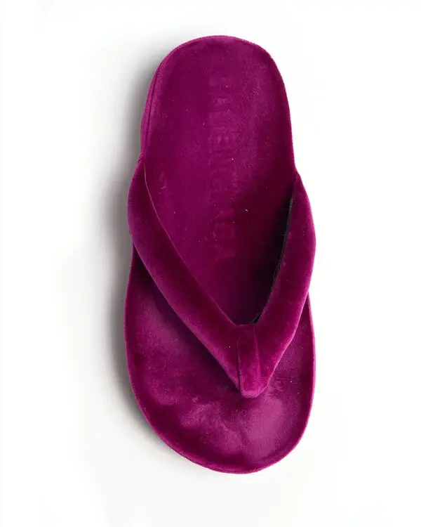 Balenciaga Jet Lag Stretch Velvet Thong Sandals - Magenta