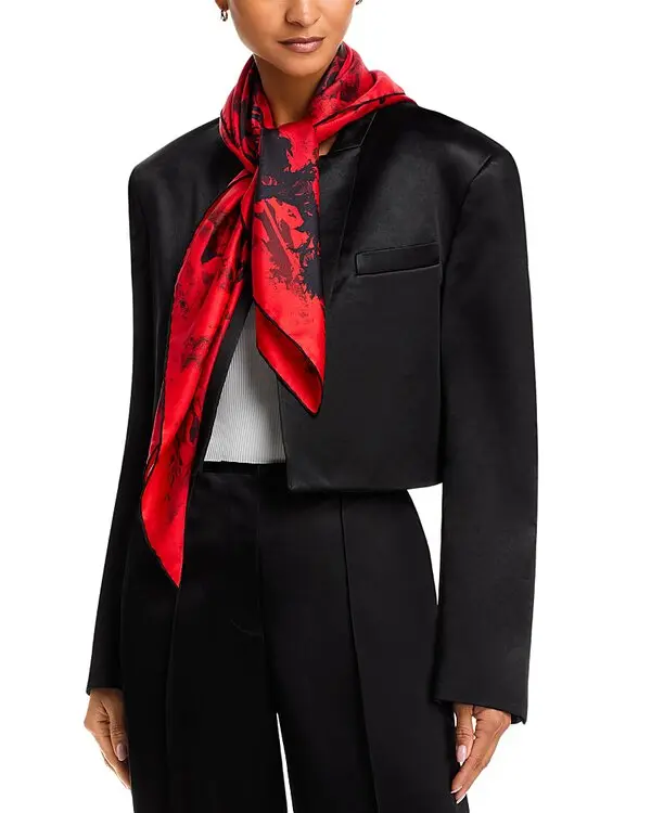 Alexander McQueen Poppy Collage Silk Scarf - Red