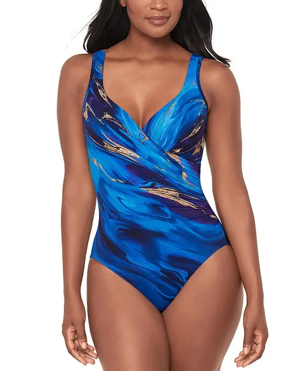 Miraclesuit Stellar Nova Wrap One-piece Swimsuit - Blue Multi