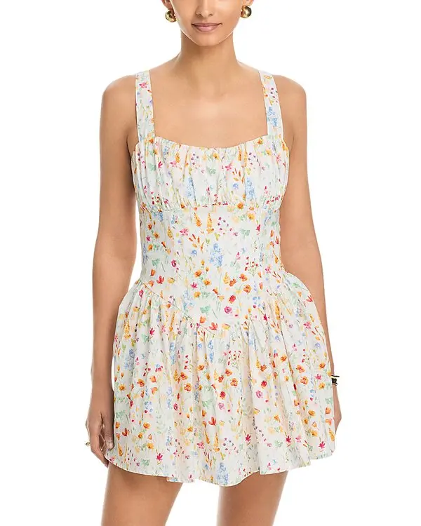 Aqua Ditsy Fruit Mini Dress - White Multi