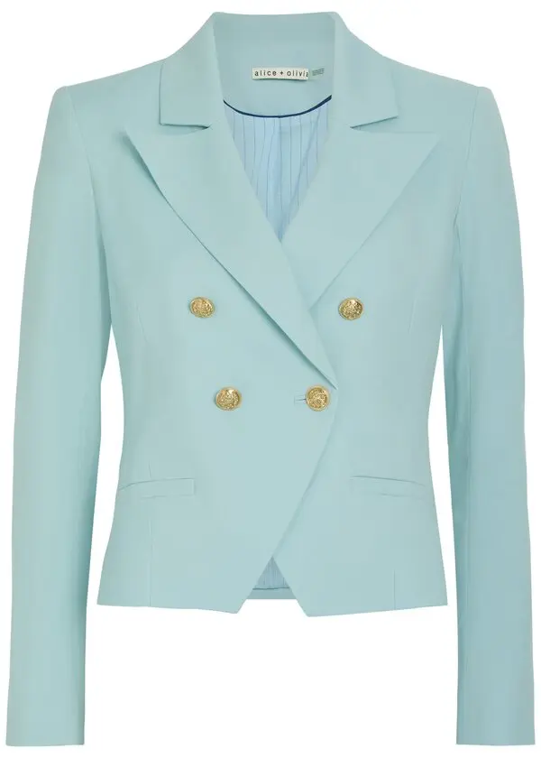 Alice + Olivia Sable Double-breasted Cropped Blazer