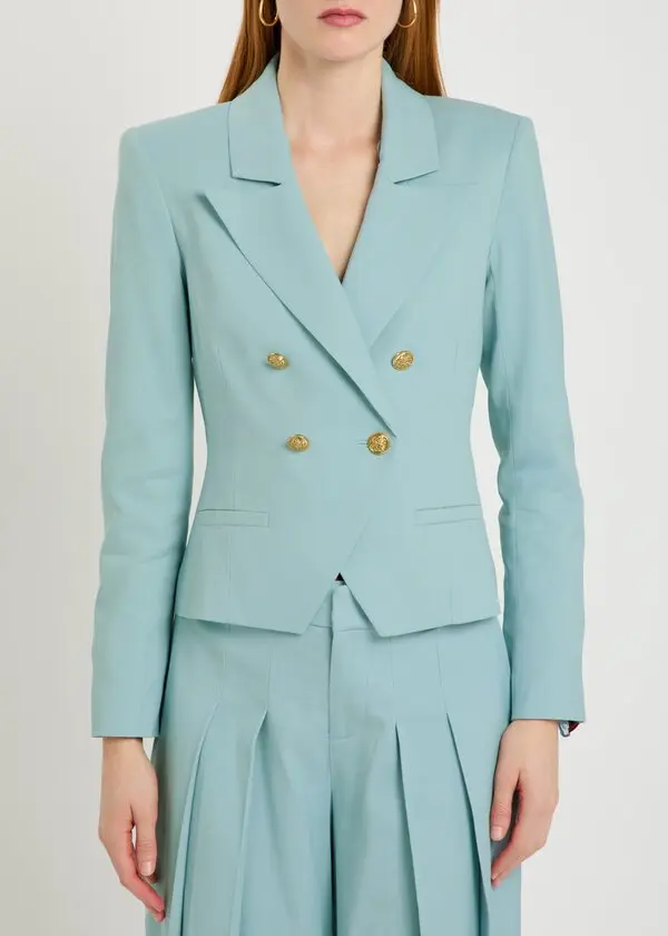 Alice + Olivia Sable Double-breasted Cropped Blazer