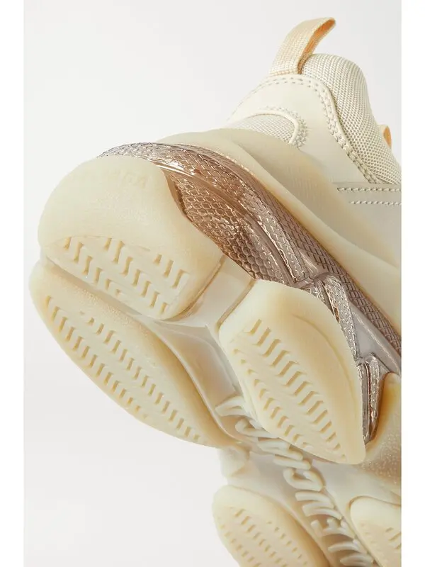 Balenciaga Triple S Clear Sole Logo-embroidered Sneakers - Neutrals