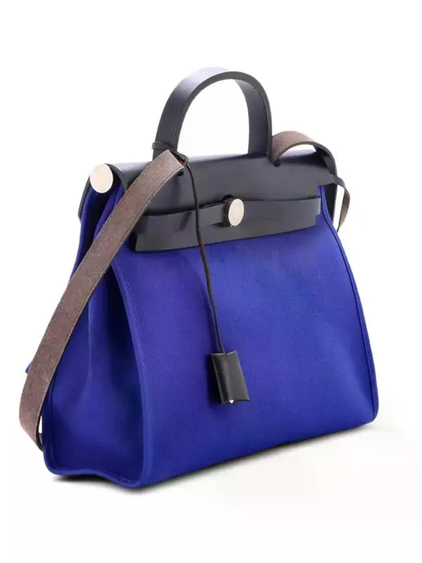 Hermès Herbag Zip Leather And Toile 31 Shoulder Bag - Blue