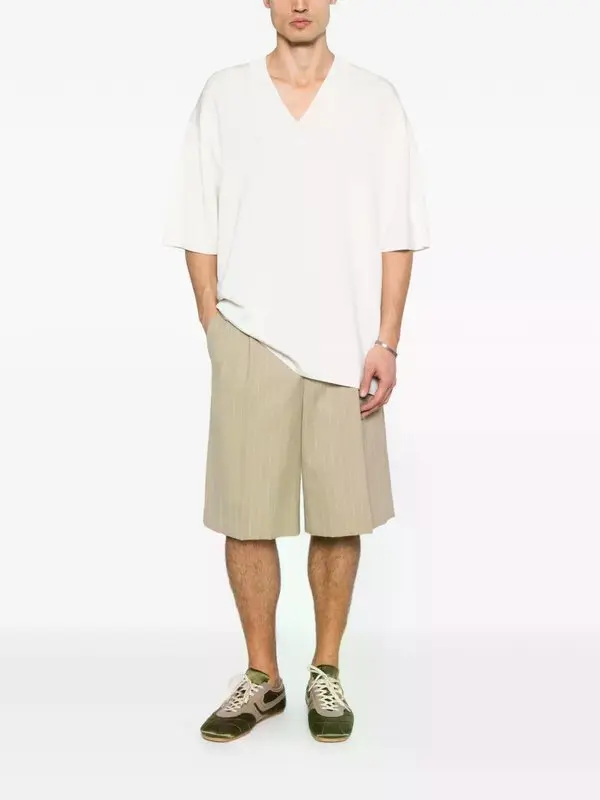 AMI Paris Pinstripe Pleated Shorts