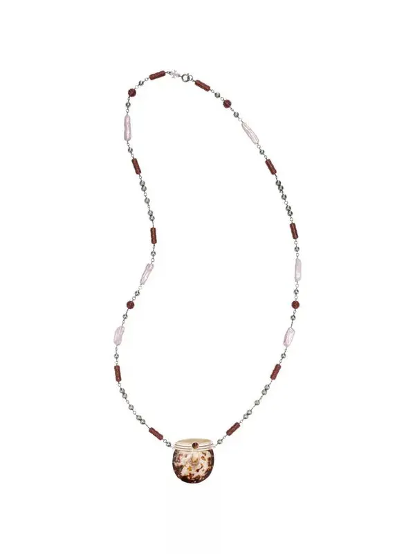 Tory Burch Runway Shell Necklace - Grey