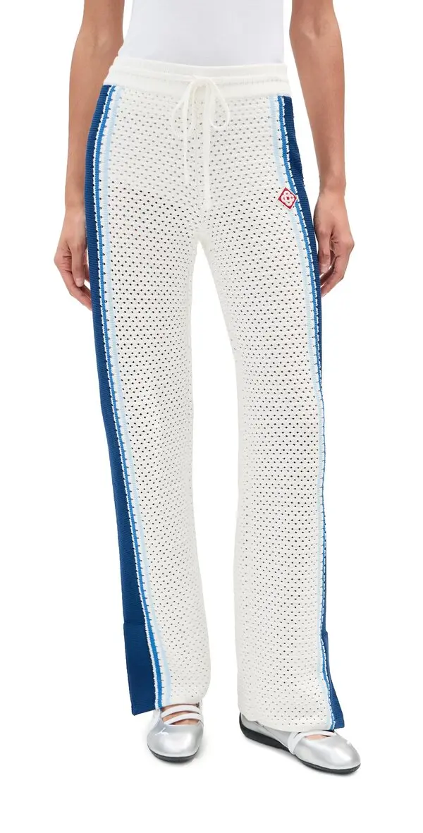 Casablanca Mesh Stripe Trousers - White/ Blue